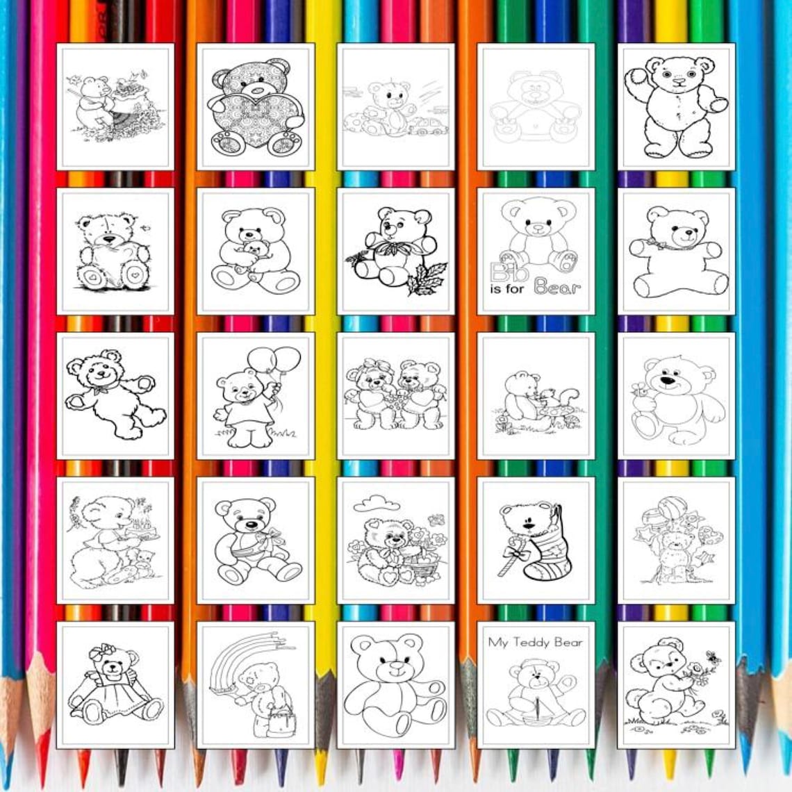 Printable Teddy Bear Coloring Pages for Kids and Adults 90 Pages ...