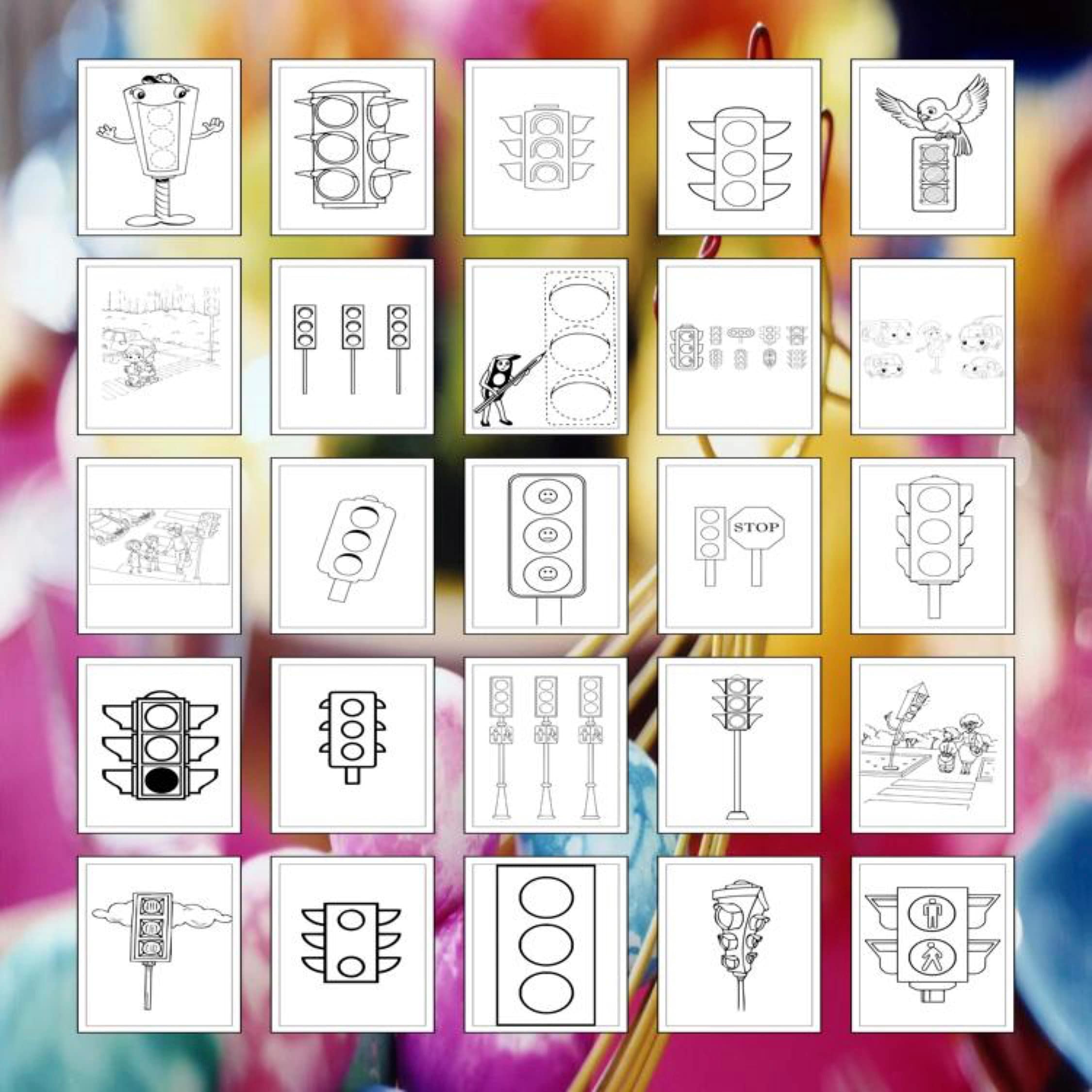 Printable Traffic Lights Coloring Pages for Kids and Adults | 40 Pages ...