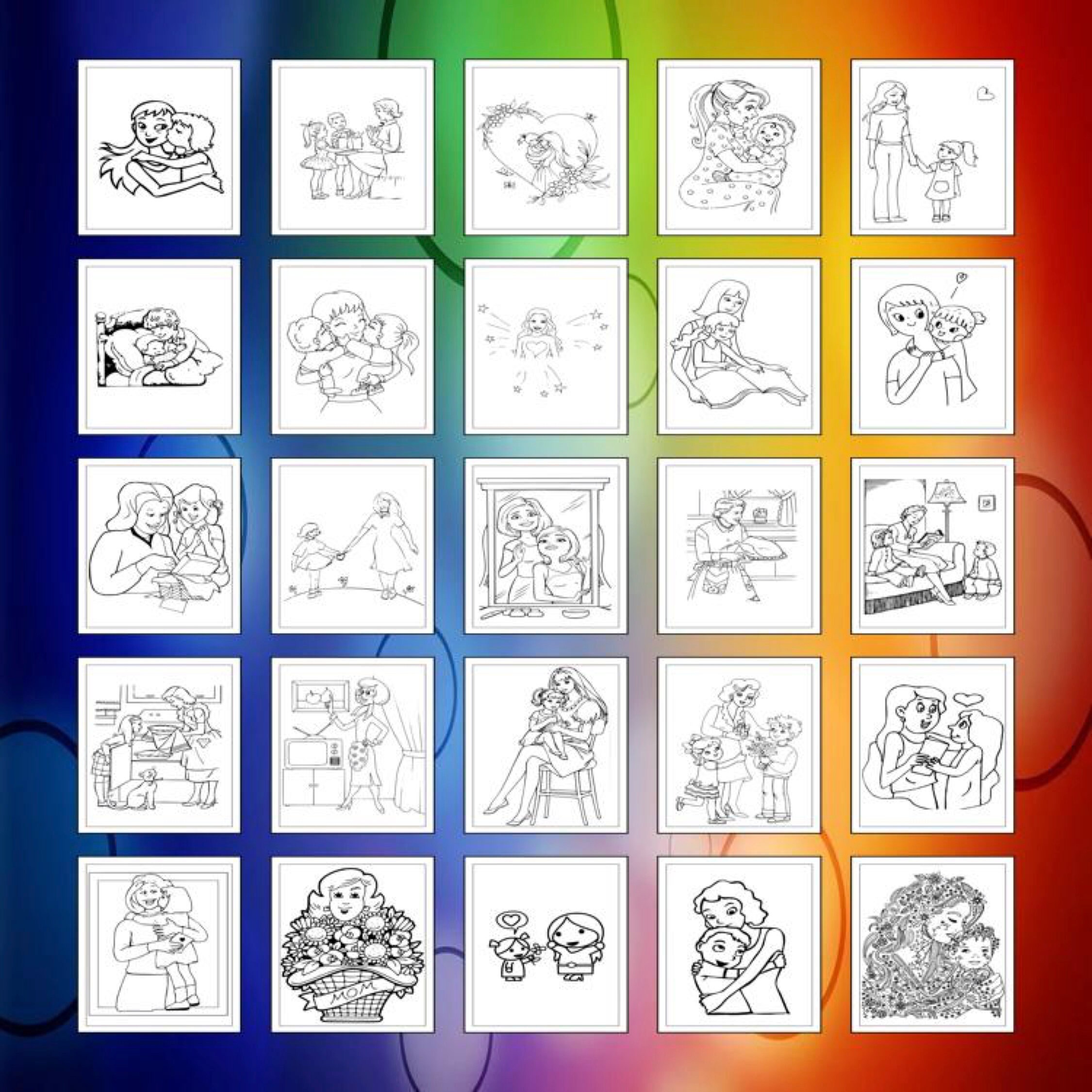 Printable Mother Coloring Pages for Kids & Adults | 100 Pages | Instant ...