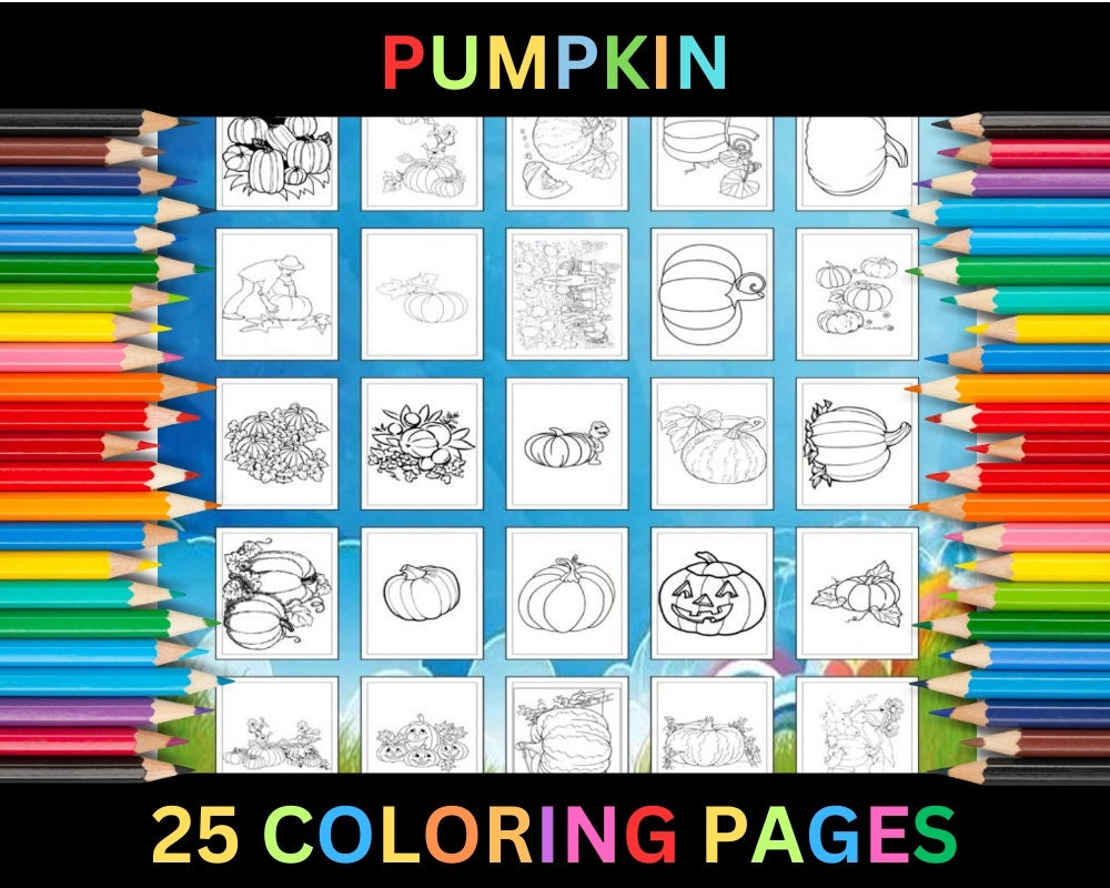Printable Pumpkin Coloring Pages for Kids & Adults | 25 Pages | Digital ...