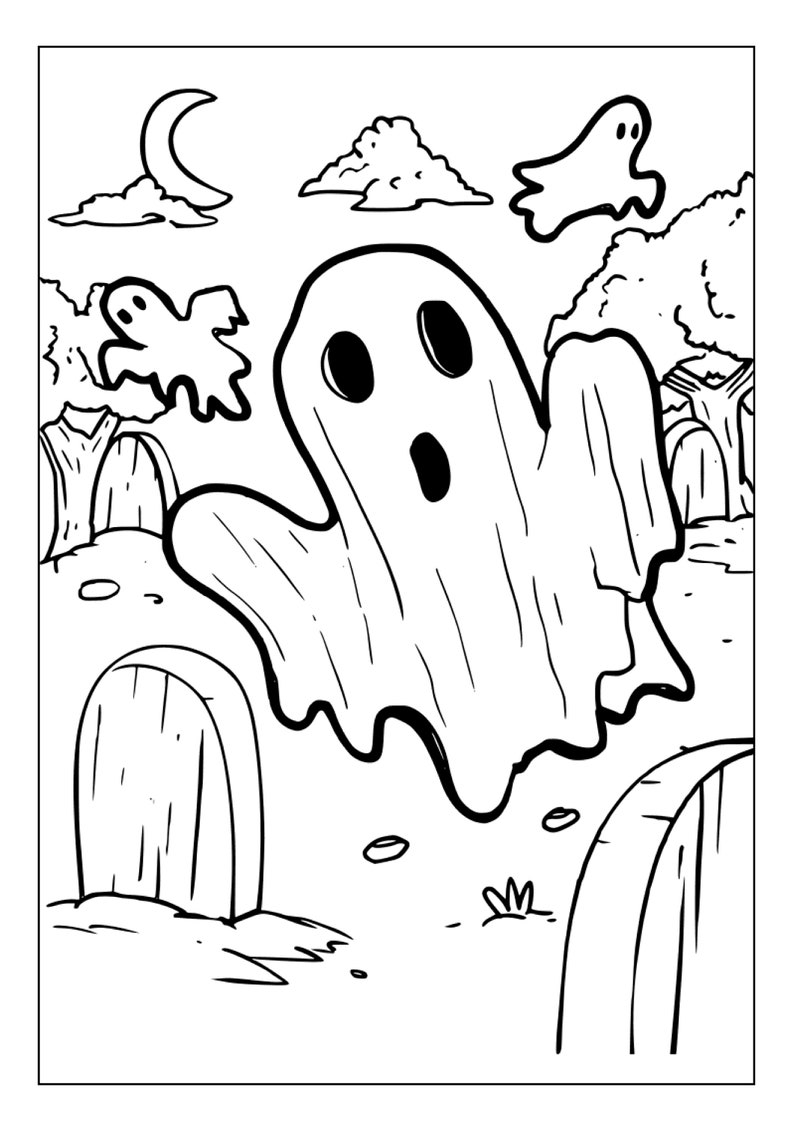 Printable Halloween Ghost Coloring Pages for Kids and Adults | 100 ...