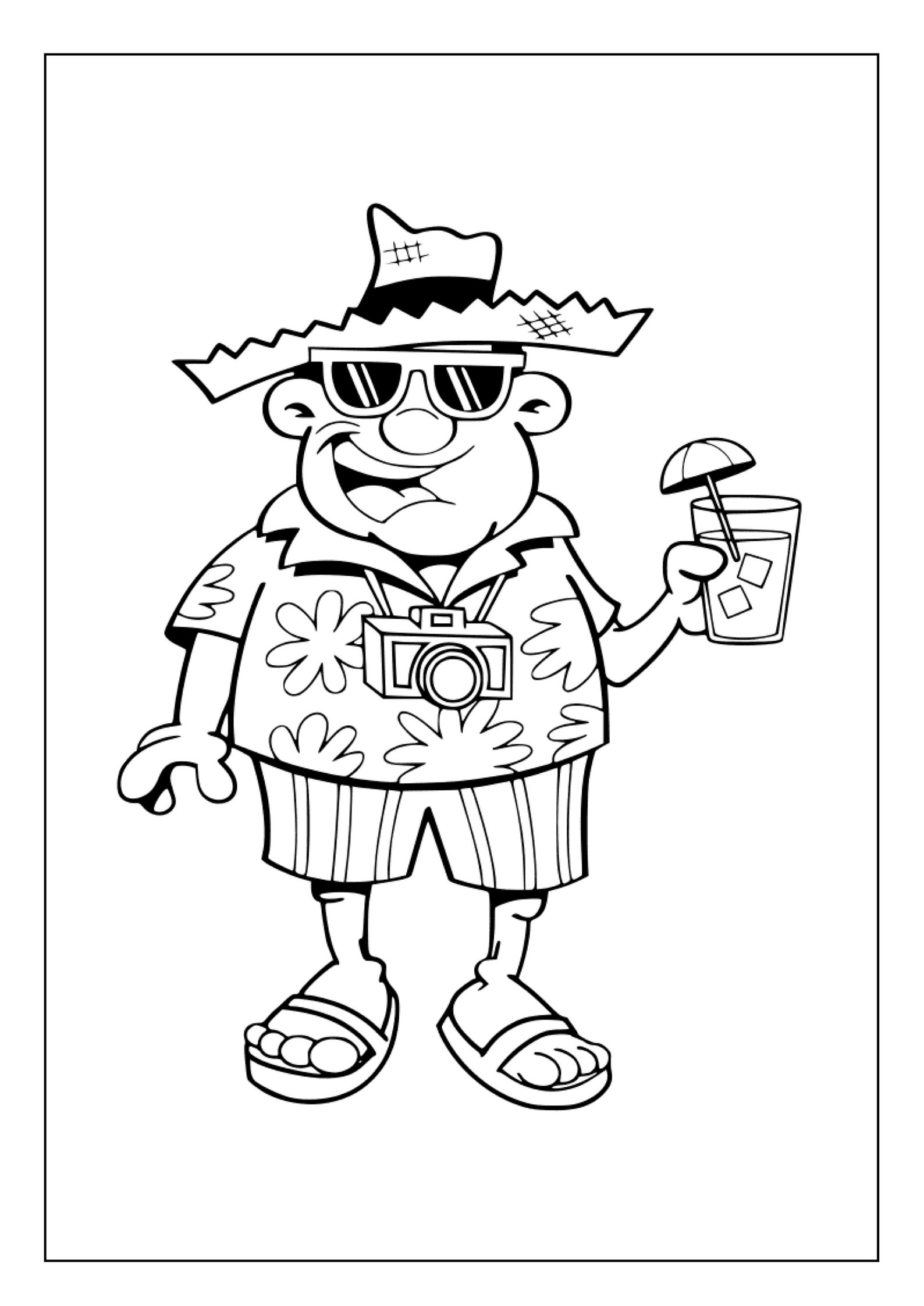 Printable Tourist Coloring Pages for Kids & Adults | 30 Pages | Instant ...
