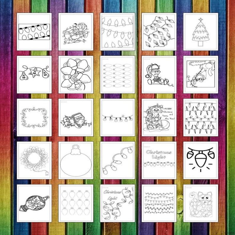 Printable Christmas Lights Coloring Pages for Kids & Adults | 45 Pages ...