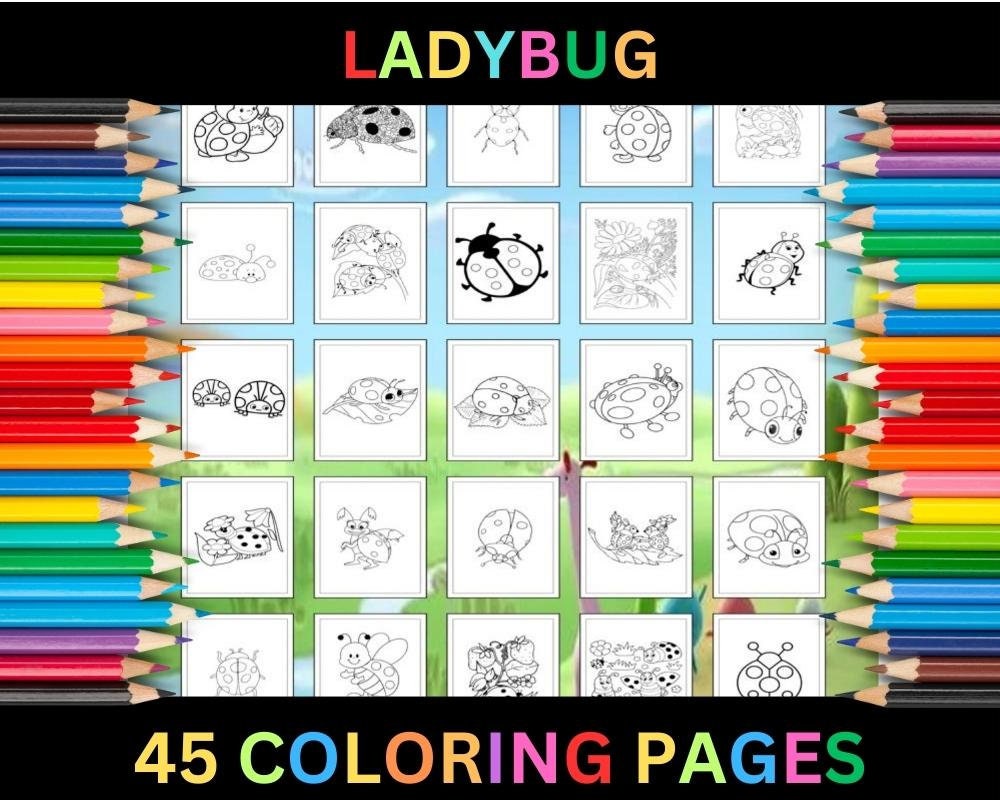 Printable Ladybug Coloring Pages for Kids & Adults | 45 Pages | Instant ...