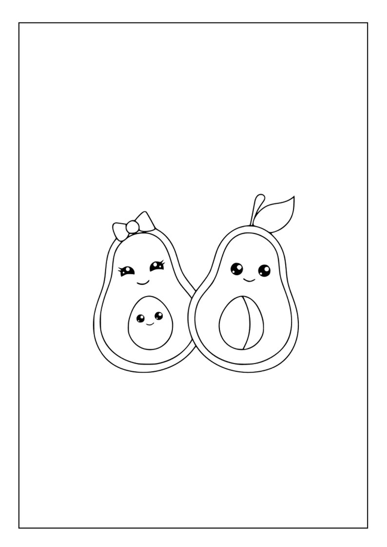 Printable Avocado Coloring Pages for Kids & Adults | 35 Pages | Instant ...