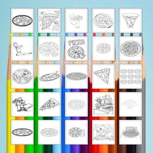 Printable Pizza Coloring Pages for Kids and Adults | 90 Pages | Instant ...