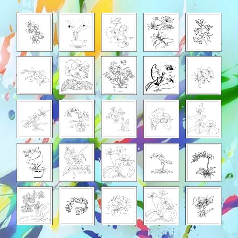 Printable Orchid Coloring Pages for Kids & Adults | 30 Pages | Instant ...