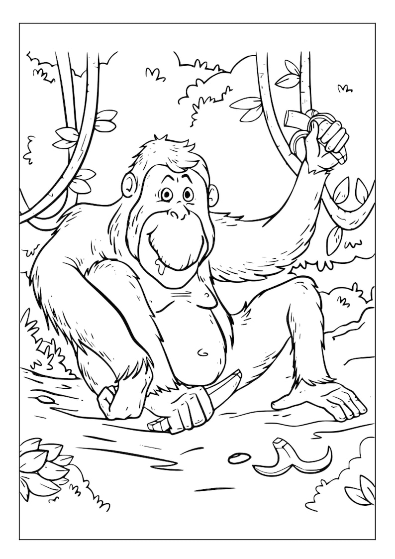 Printable Jungle Animals Coloring Pages for Kids and Adults | 80 Pages ...