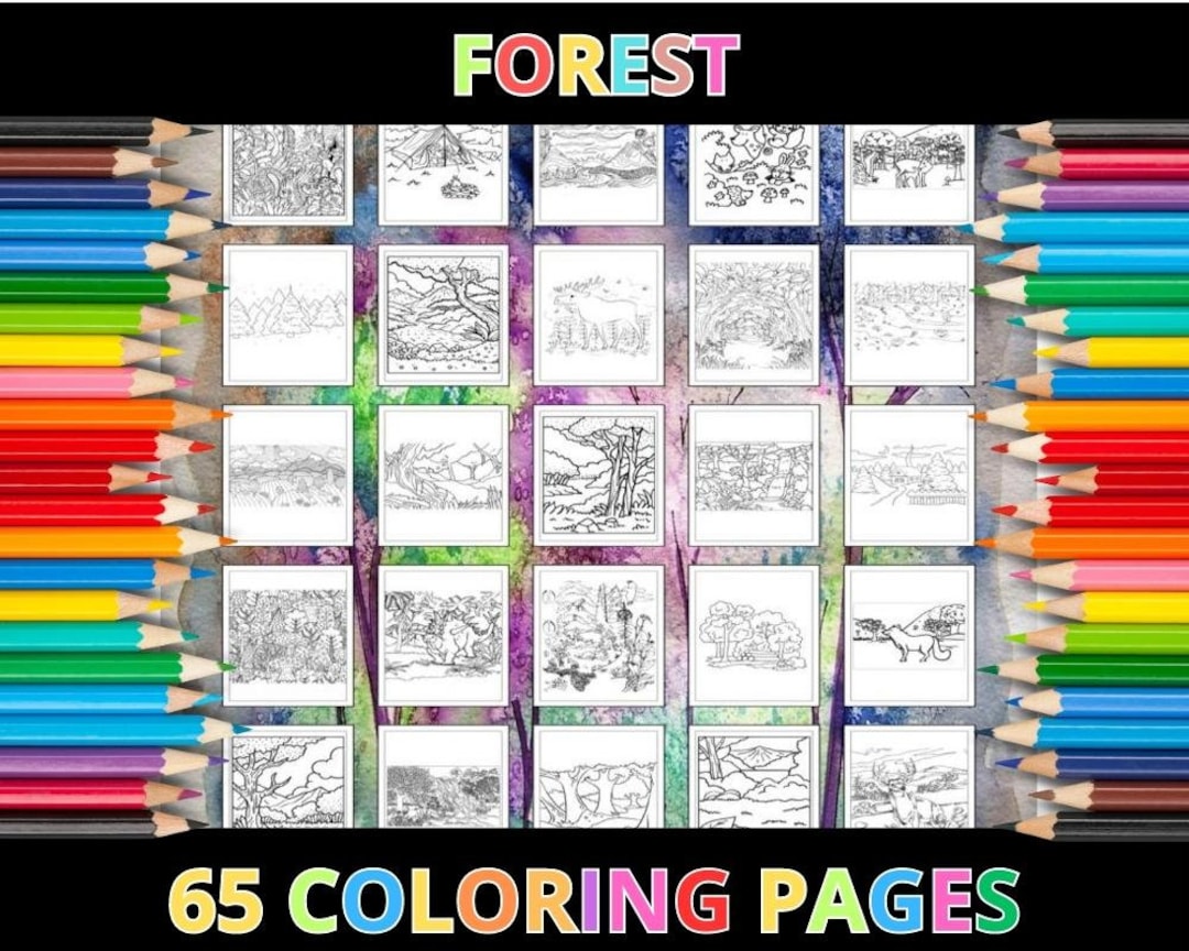 Printable Forest Coloring Pages for Kids & Adults | 65 Pages | Instant ...