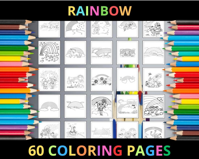 Printable Rainbow Coloring Pages for Kids and Adults | 60 Pages ...