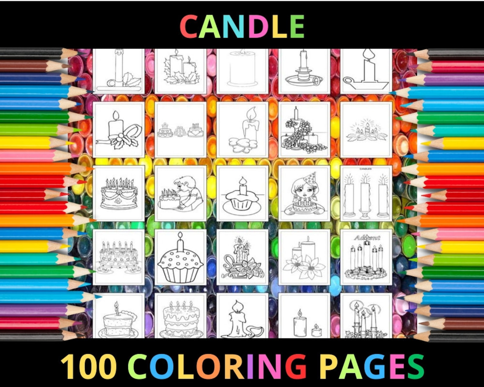 Printable Candle Coloring Pages for Kids and Adults | 100 Pages ...