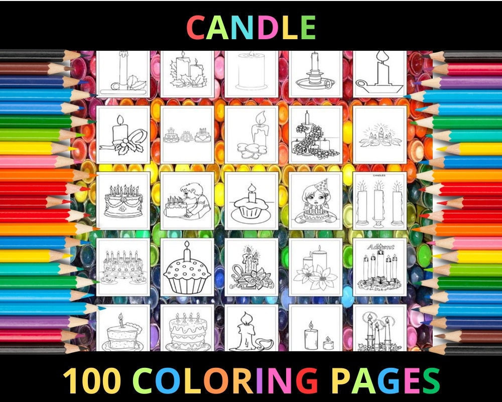 Printable Candle Coloring Pages for Kids and Adults | 100 Pages ...