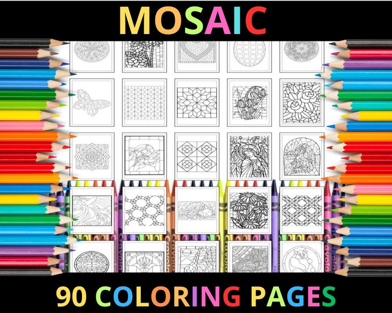 Printable Mosaic Coloring Pages for Kids and Adults | 90 Pages ...