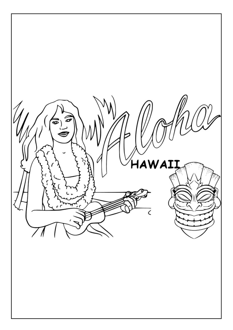 Printable Hawaii Coloring Pages for Kids & Adults | 65 Pages | Instant ...