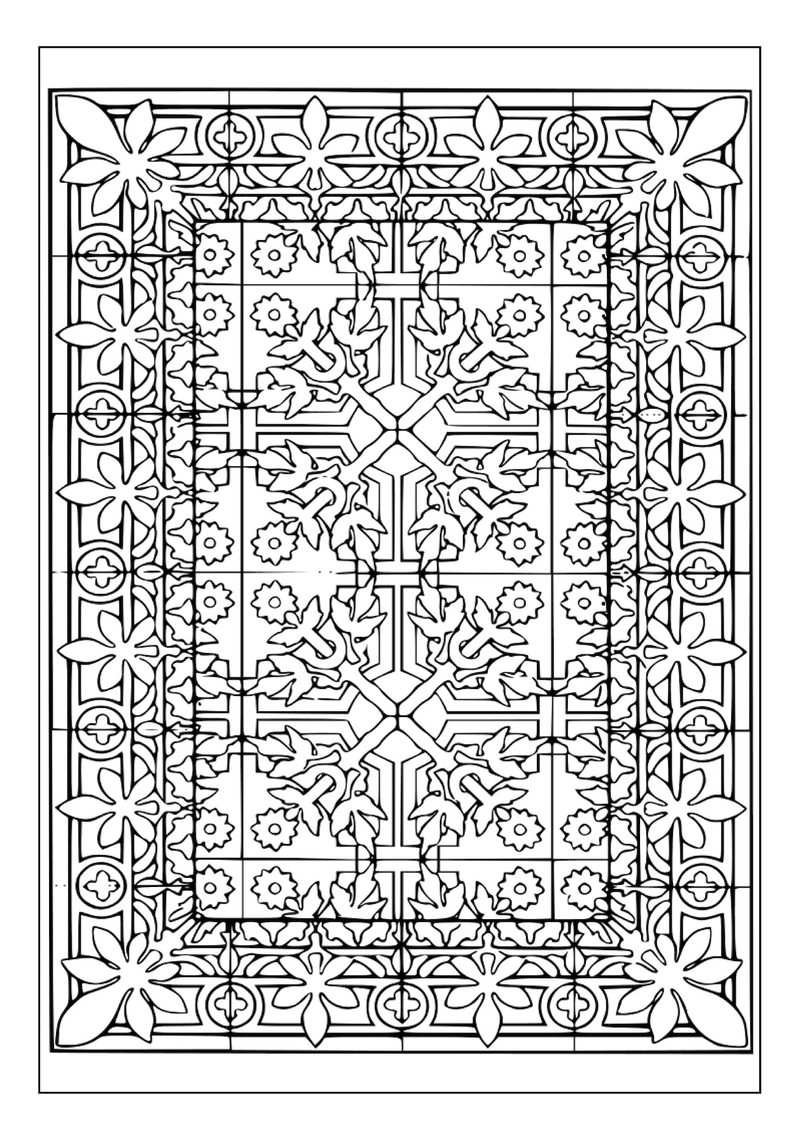 Printable Tiles Coloring Pages for Kids & Adults 30 Pages Instant ...