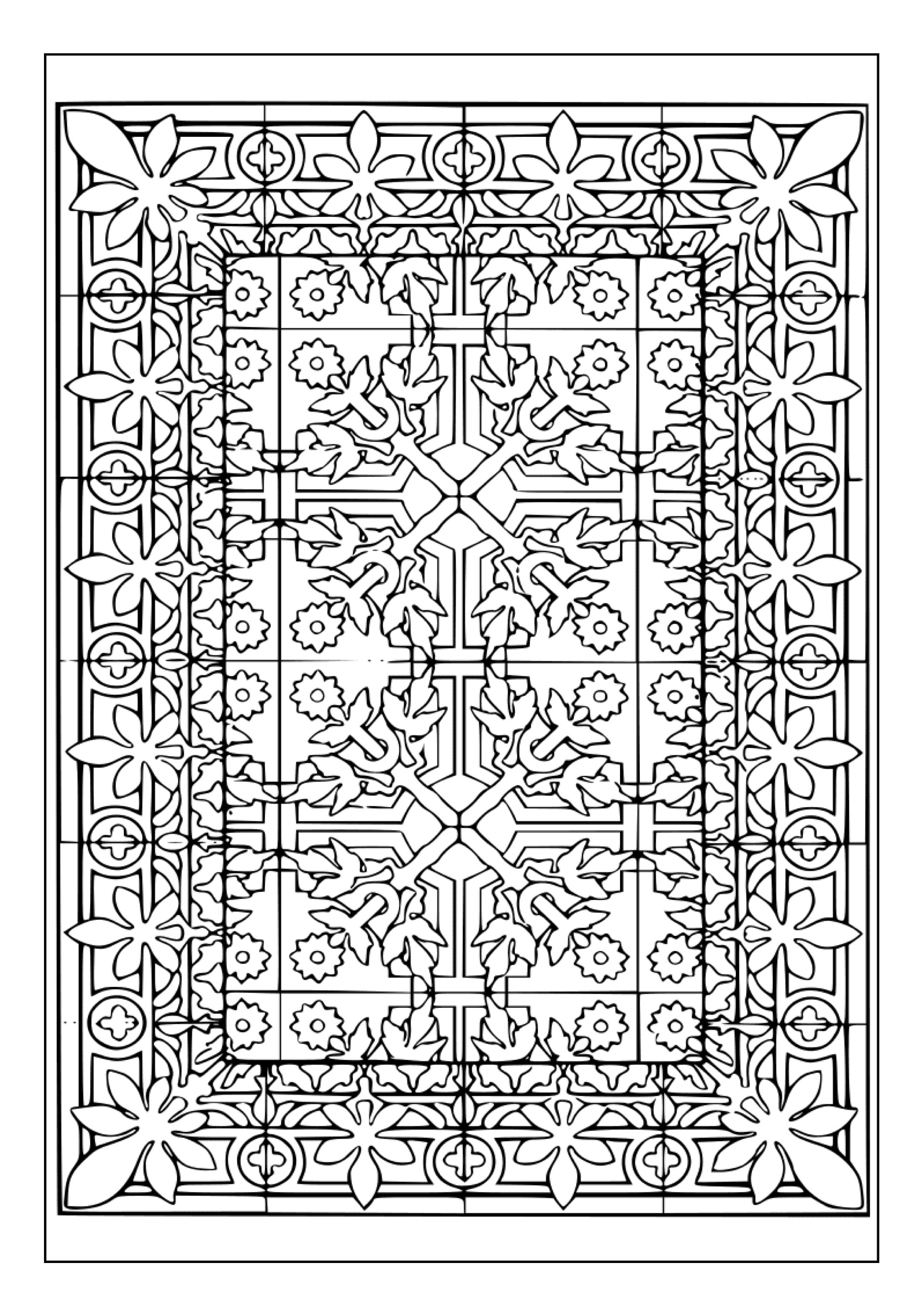 Printable Tiles Coloring Pages for Kids & Adults | 30 Pages | Instant ...