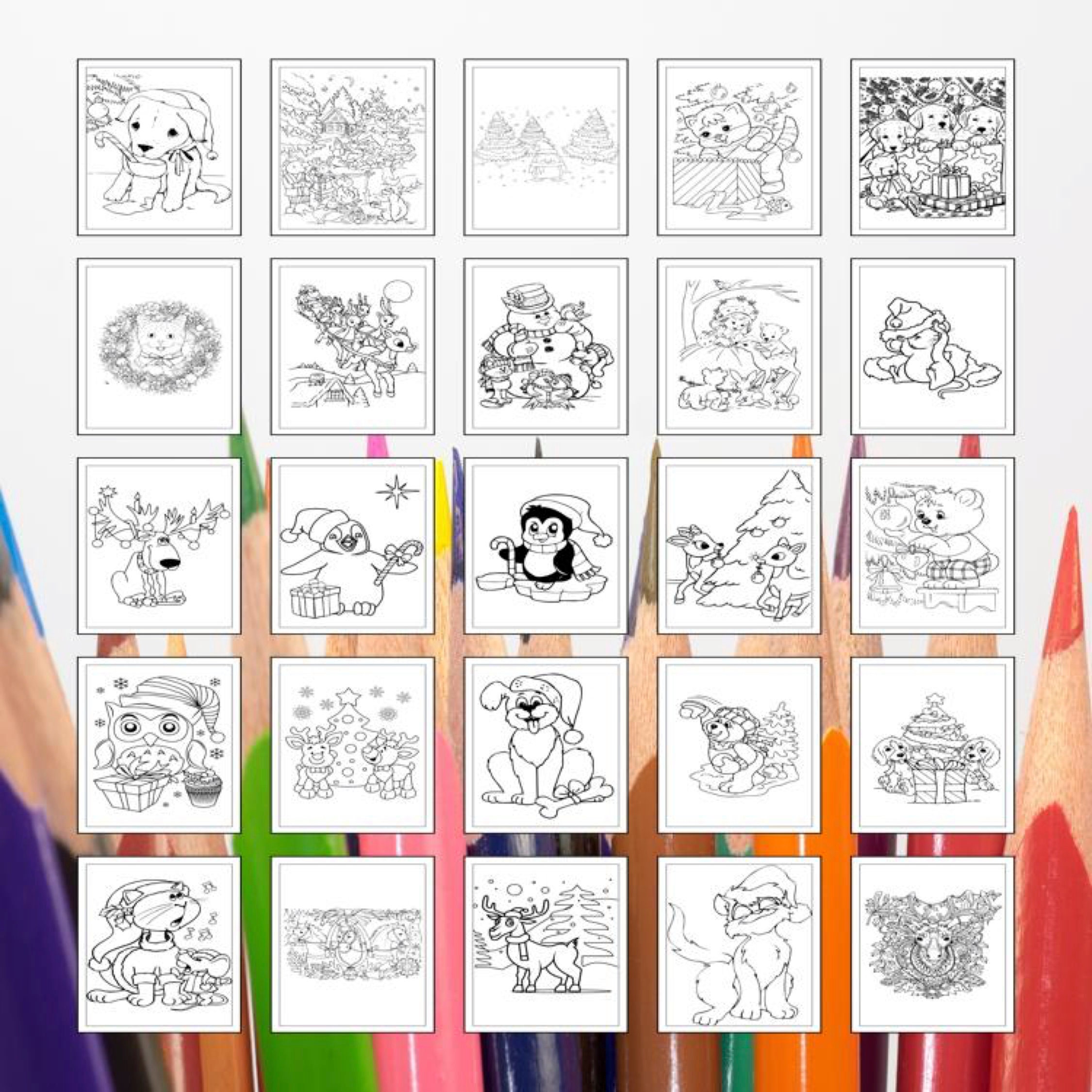 Printable Christmas Animals Coloring Pages for Kids & Adults, 100 Pages ...