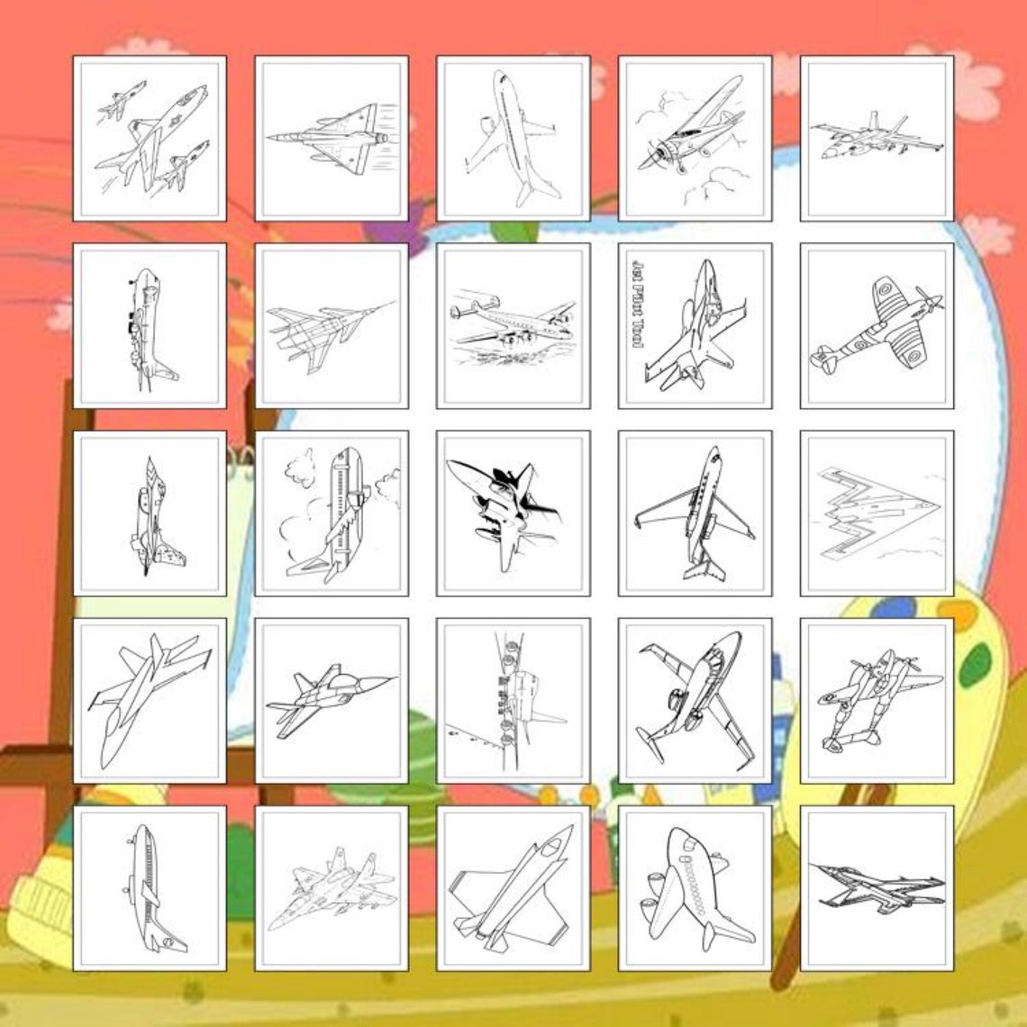Printable Jet Coloring Pages for Kids & Adults | 35 Pages | Instant ...