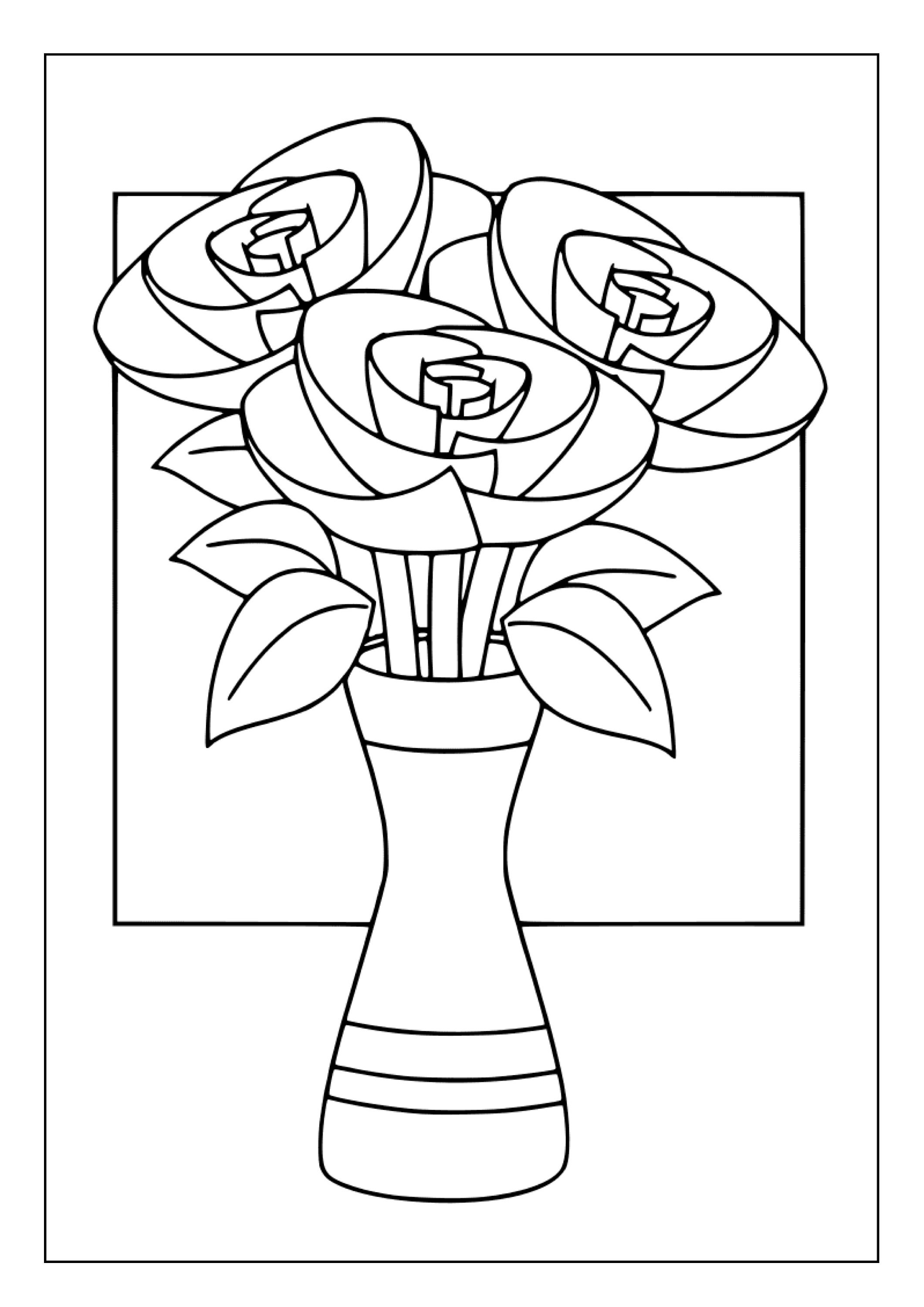Printable Flowers in A Vase Coloring Pages for Kids & Adults |30 Pages ...