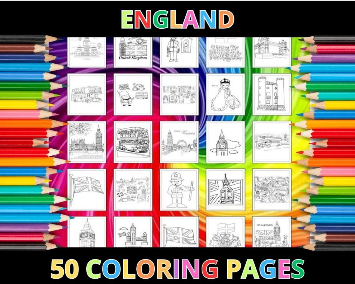 Printable England Coloring Pages for Kids & Adults | 50 Pages | Instant ...