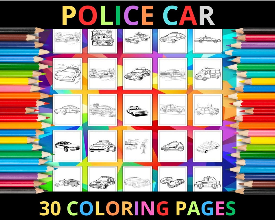 Printable Police Car Coloring Pages for Kids and Adults | 30 Pages ...