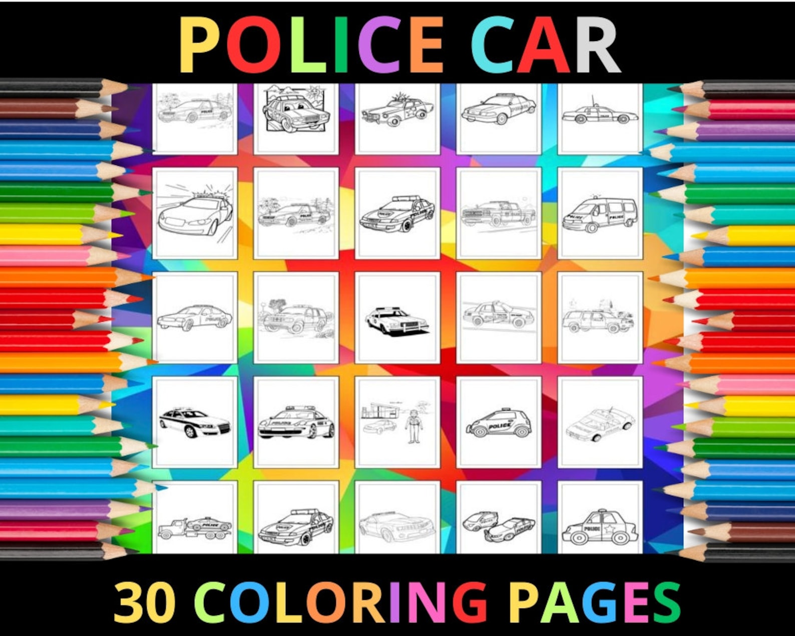 Printable Police Car Coloring Pages for Kids and Adults | 30 Pages ...