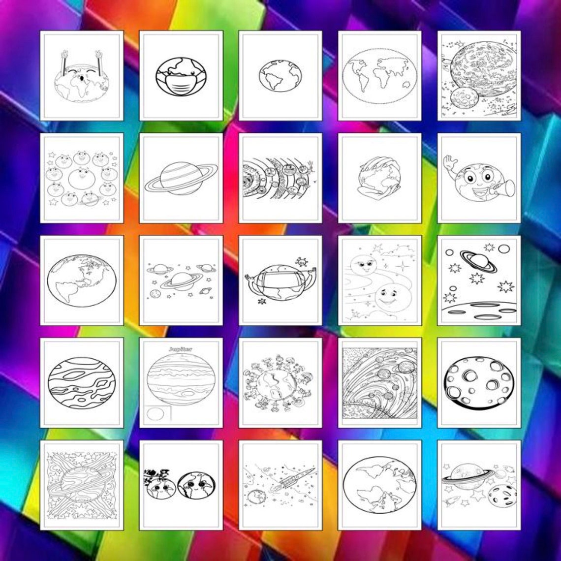 Printable Planets Coloring Pages for Kids & Adults | 80 Pages | Instant ...