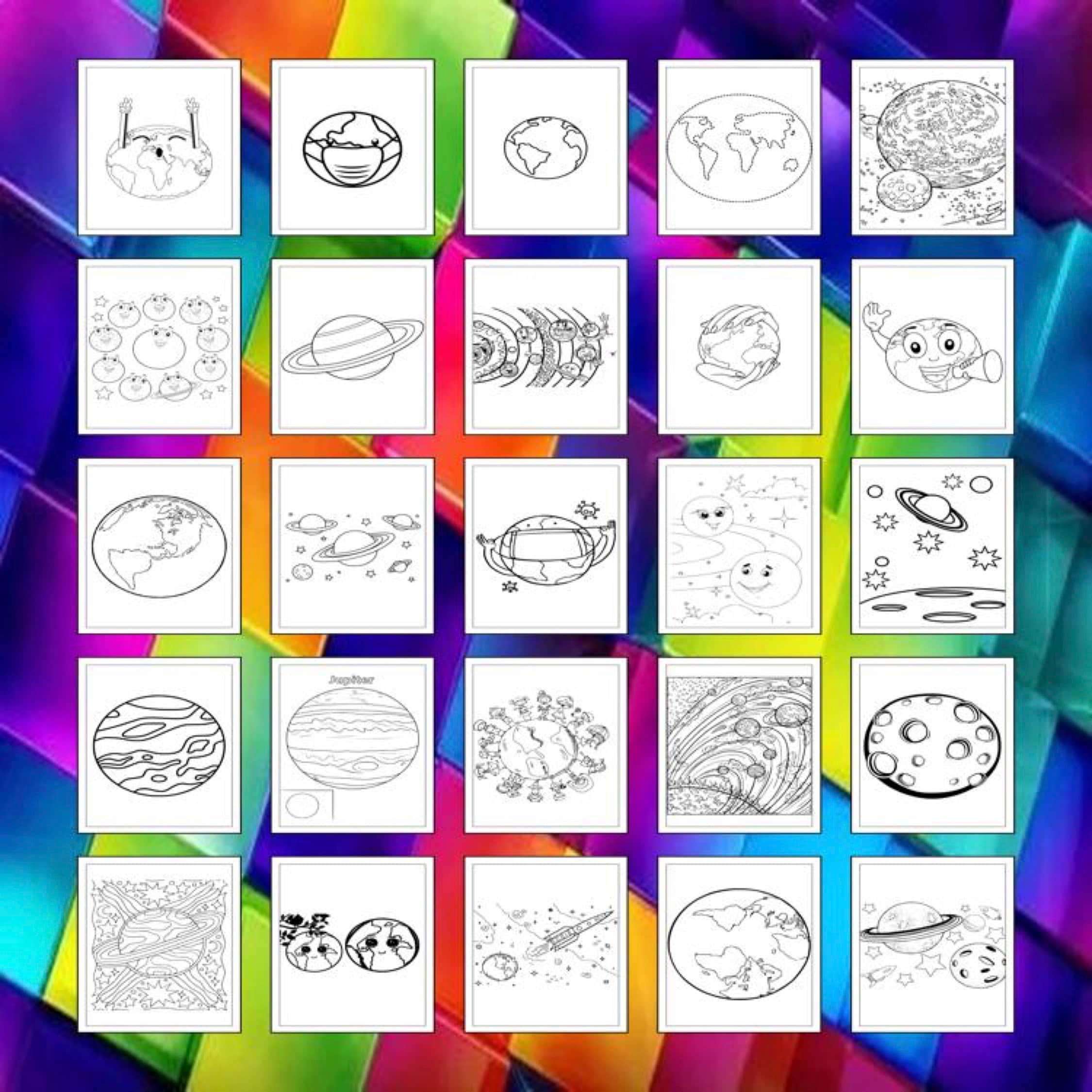 Printable Planets Coloring Pages for Kids & Adults | 80 Pages | Instant ...