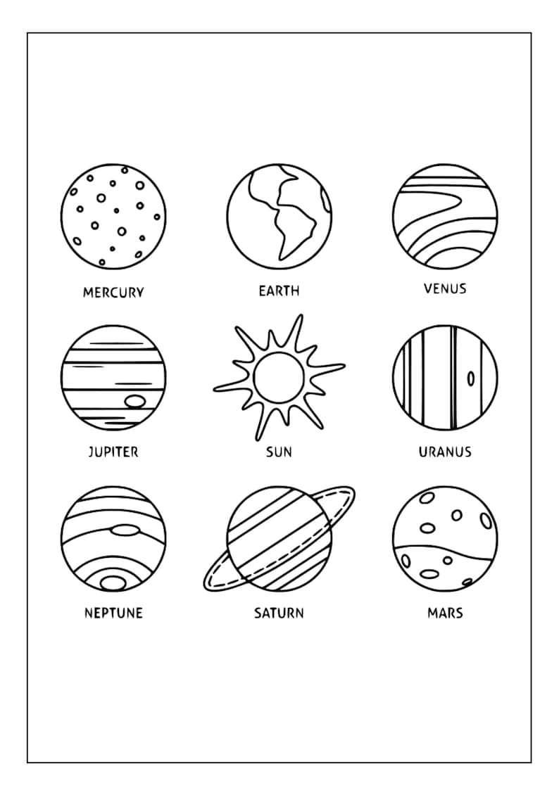 Printable Planets Coloring Pages for Kids & Adults | 80 Pages | Instant ...