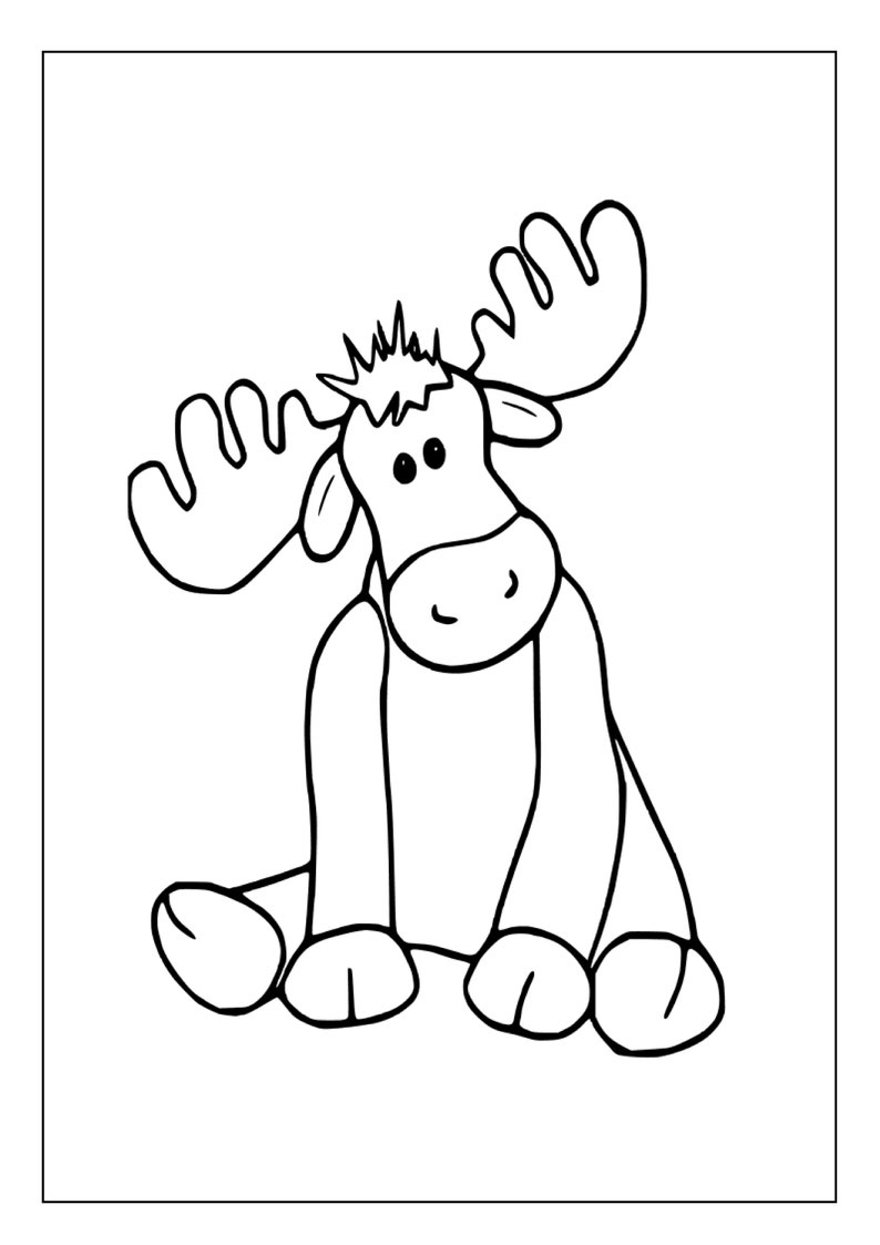 Printable Moose Coloring Pages for Kids & Adults | 35 Pages | Instant ...