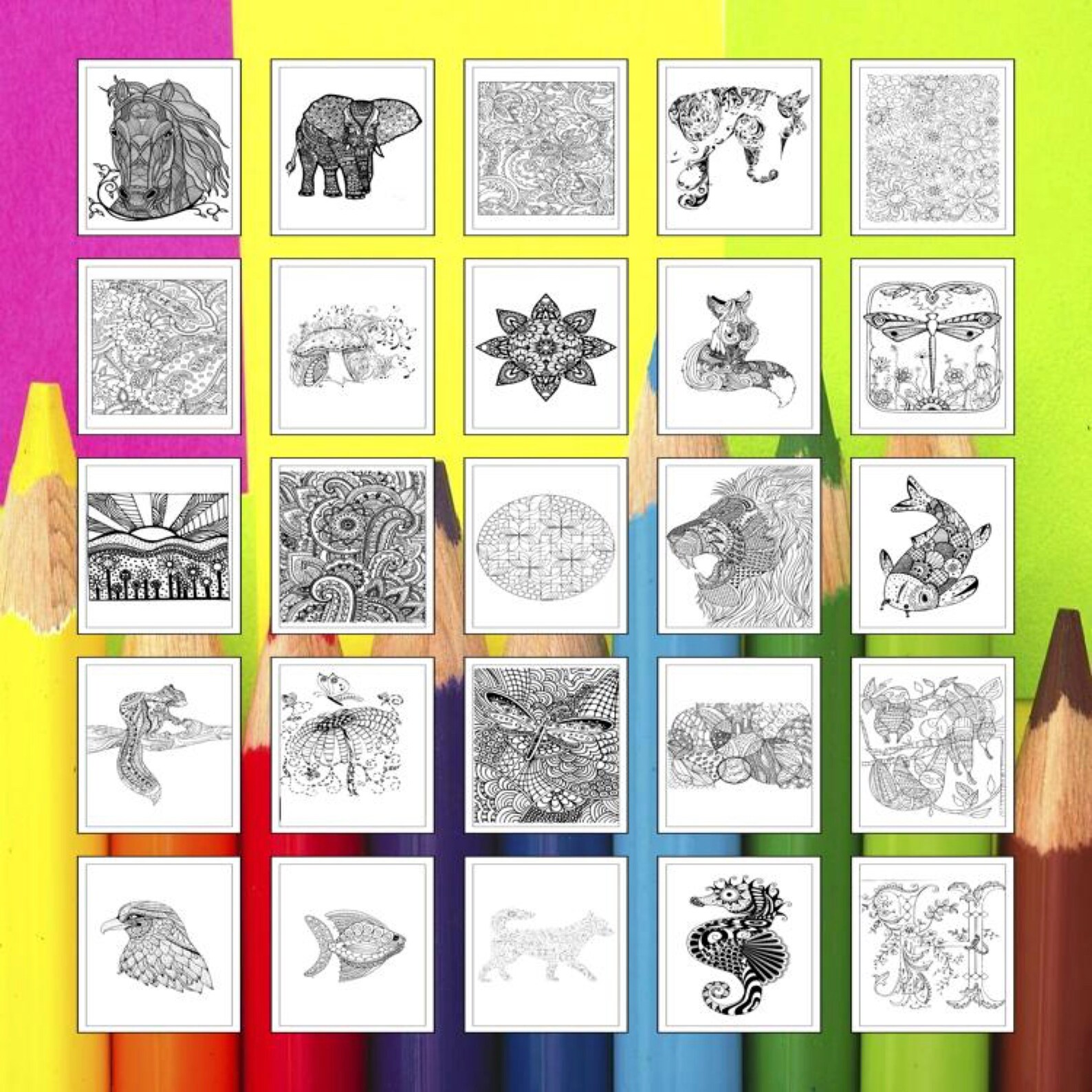 Printable Zentangle Coloring Pages for Kids and Adults 130 - Etsy