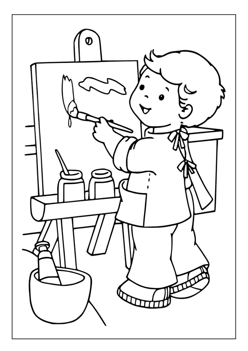 Printable Painter Coloring Pages for Kids & Adults | 30 Pages | Instant ...