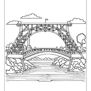 Printable Bridge Coloring Pages for Kids & Adults | 45 Pages | Instant ...