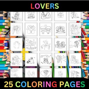 Printable Lovers Coloring Pages for Kids & Adults | 25 Pages | Instant ...