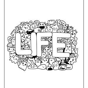 Printable Doodle Coloring Pages for Kids & Adults | 50 Pages | Instant ...