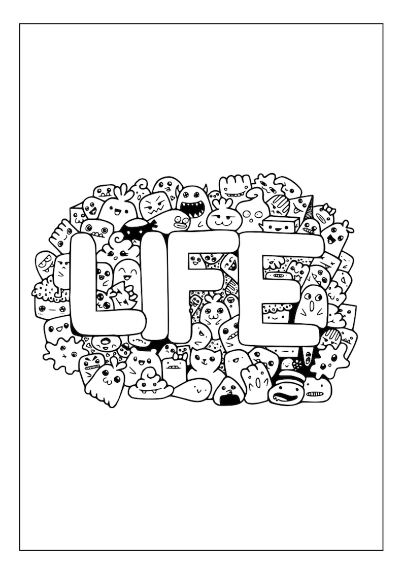 Printable Doodle Coloring Pages for Kids & Adults | 50 Pages | Instant ...