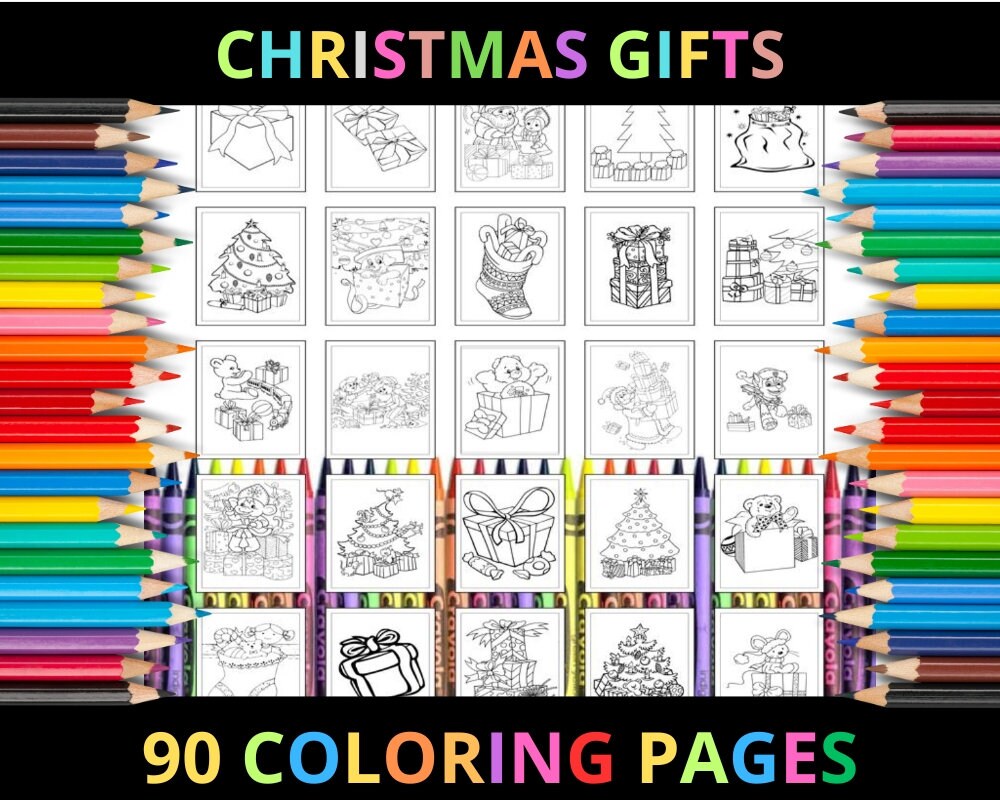 Printable Christmas Gifts Coloring Pages for Kids & Adults 90 Pages ...