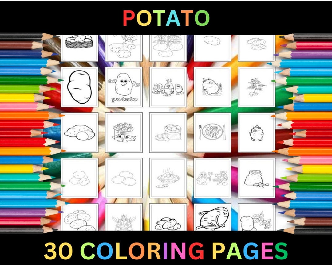 Printable Potato Coloring Pages for Kids & Adults | 30 Pages | Digital ...