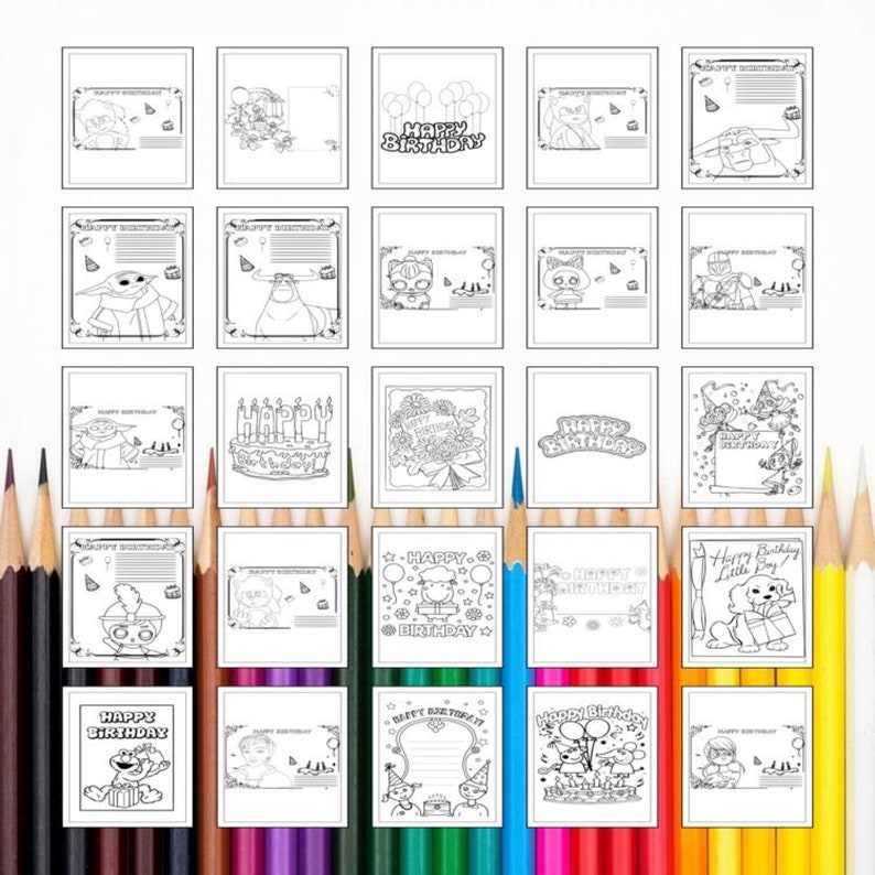 Printable Happy Birthday Card Coloring Pages for Kids and Adults | 55 ...
