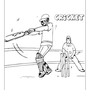 Printable Cricket Game Coloring Pages for Kids & Adults | 30 Pages ...