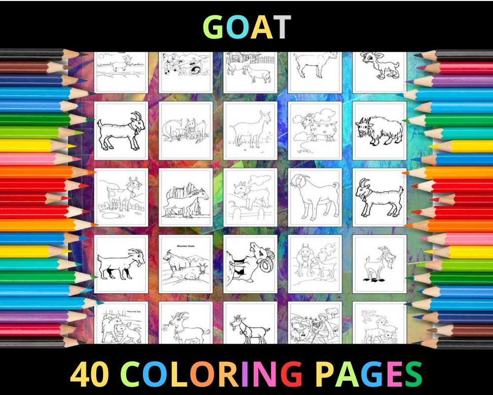 Printable Goats Coloring Pages for Kids and Adults | 40 Pages | Instant ...