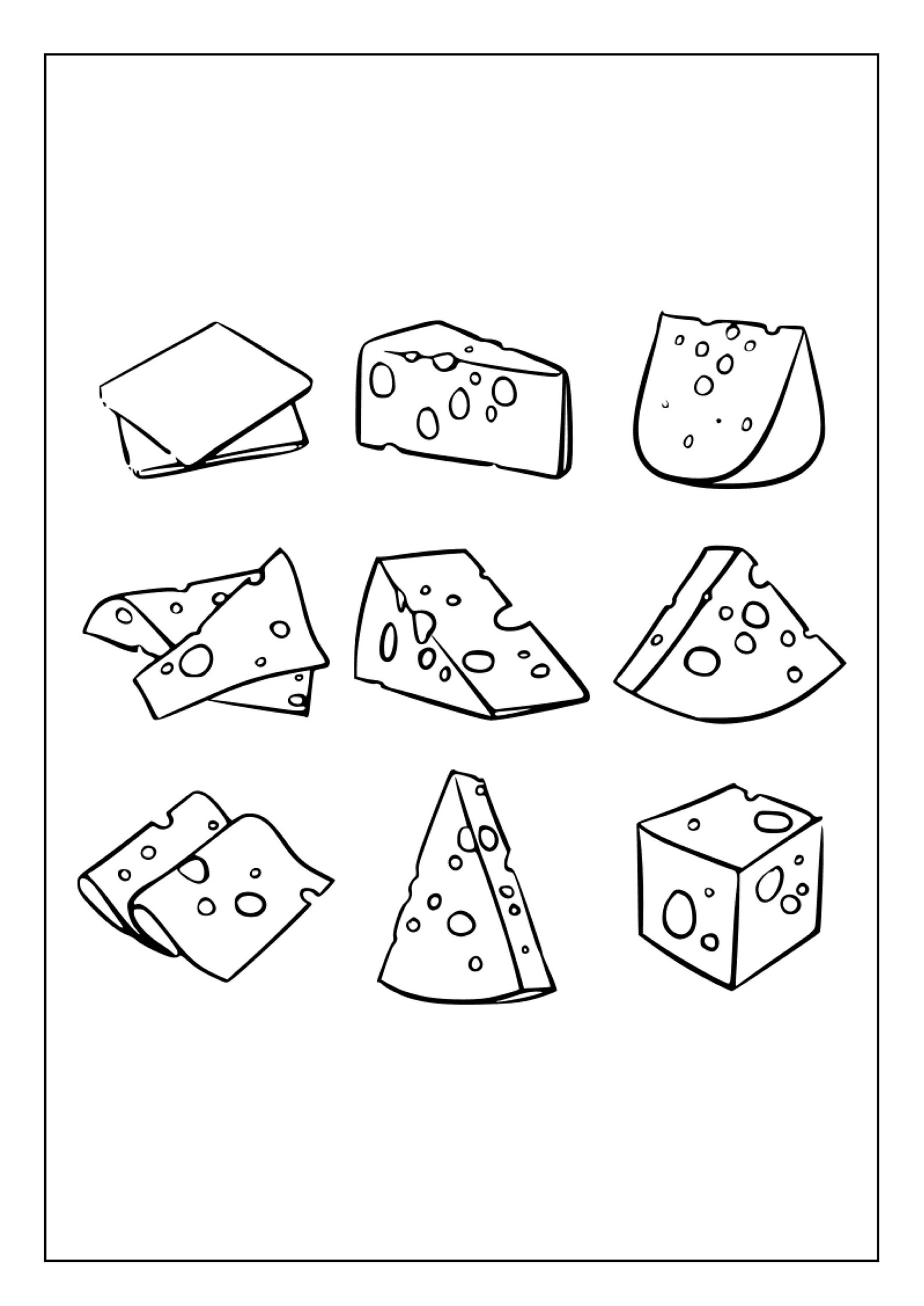 Printable Cheese Coloring Pages for Kids and Adults 35 Pages - Etsy ...