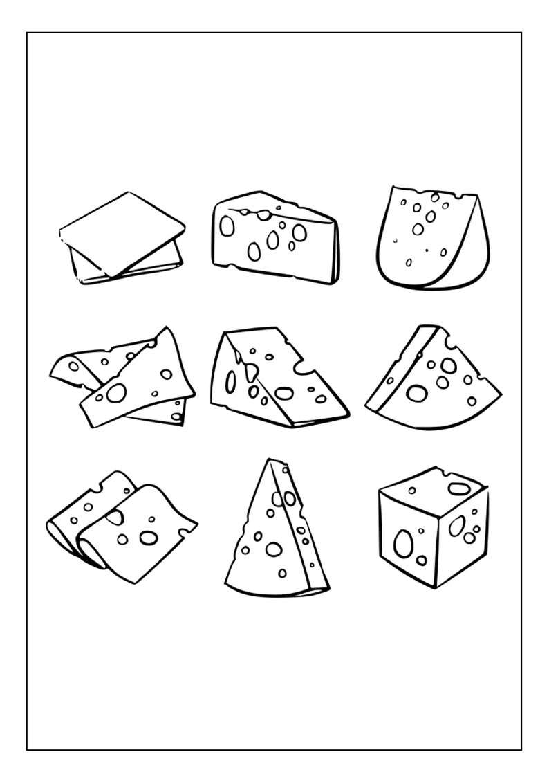 Printable Cheese Coloring Pages for Kids and Adults | 35 Pages ...