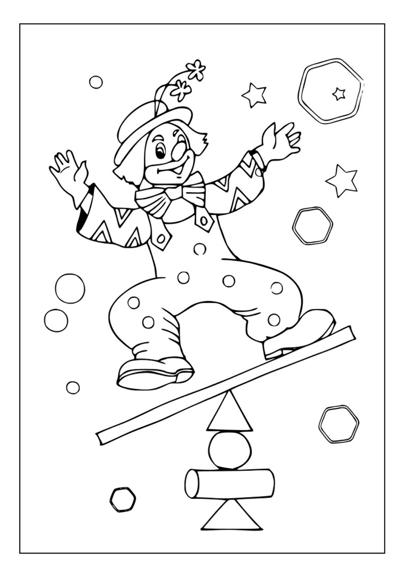 Printable Clown Coloring Pages for Kids and Adults | 90 Pages | Instant ...