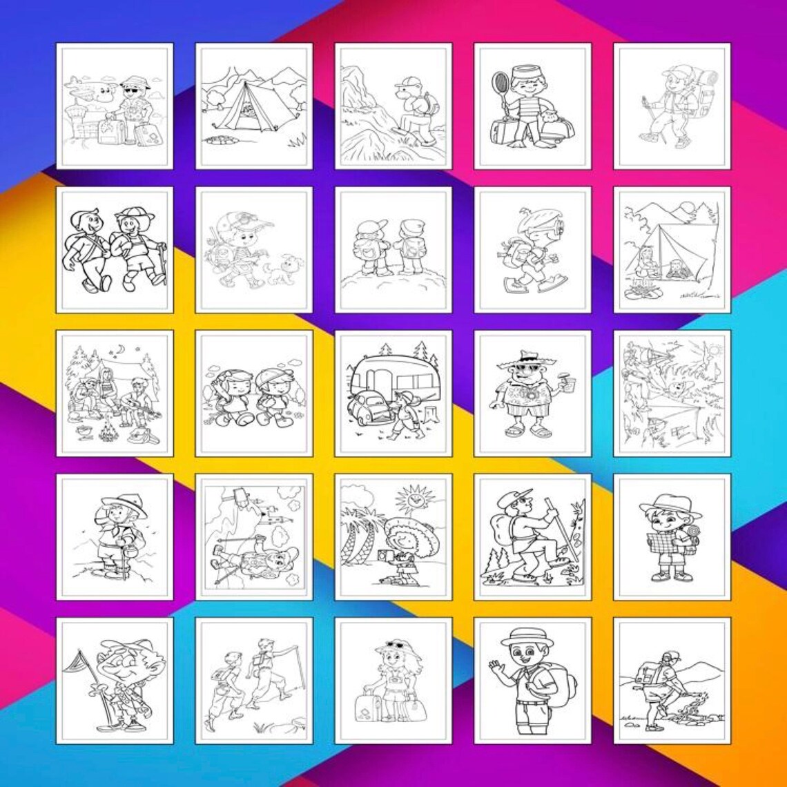 Printable Tourist Coloring Pages for Kids & Adults | 30 Pages | Instant ...