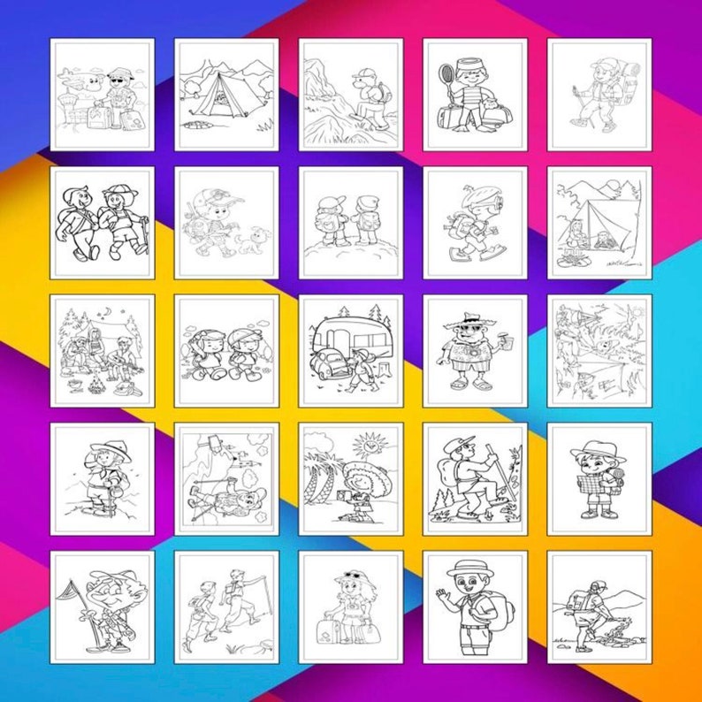 Printable Tourist Coloring Pages for Kids & Adults | 30 Pages | Instant ...