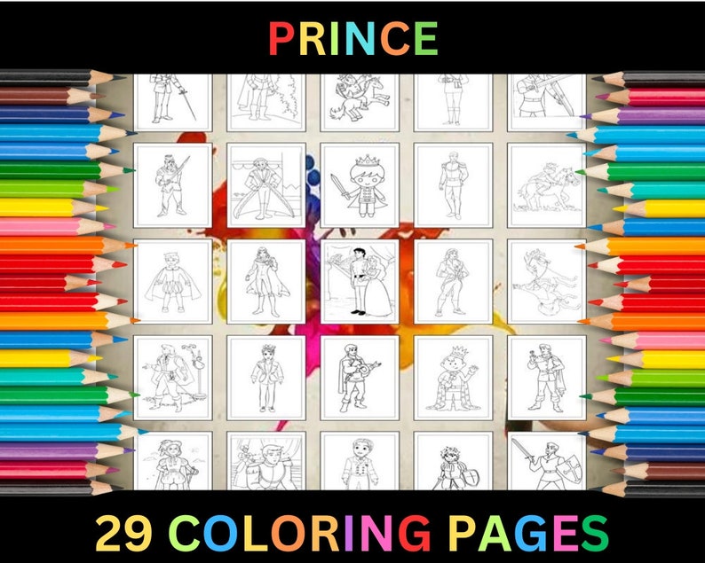Printable Prince Coloring Pages for Kids & Adults | 29 Pages | Instant ...