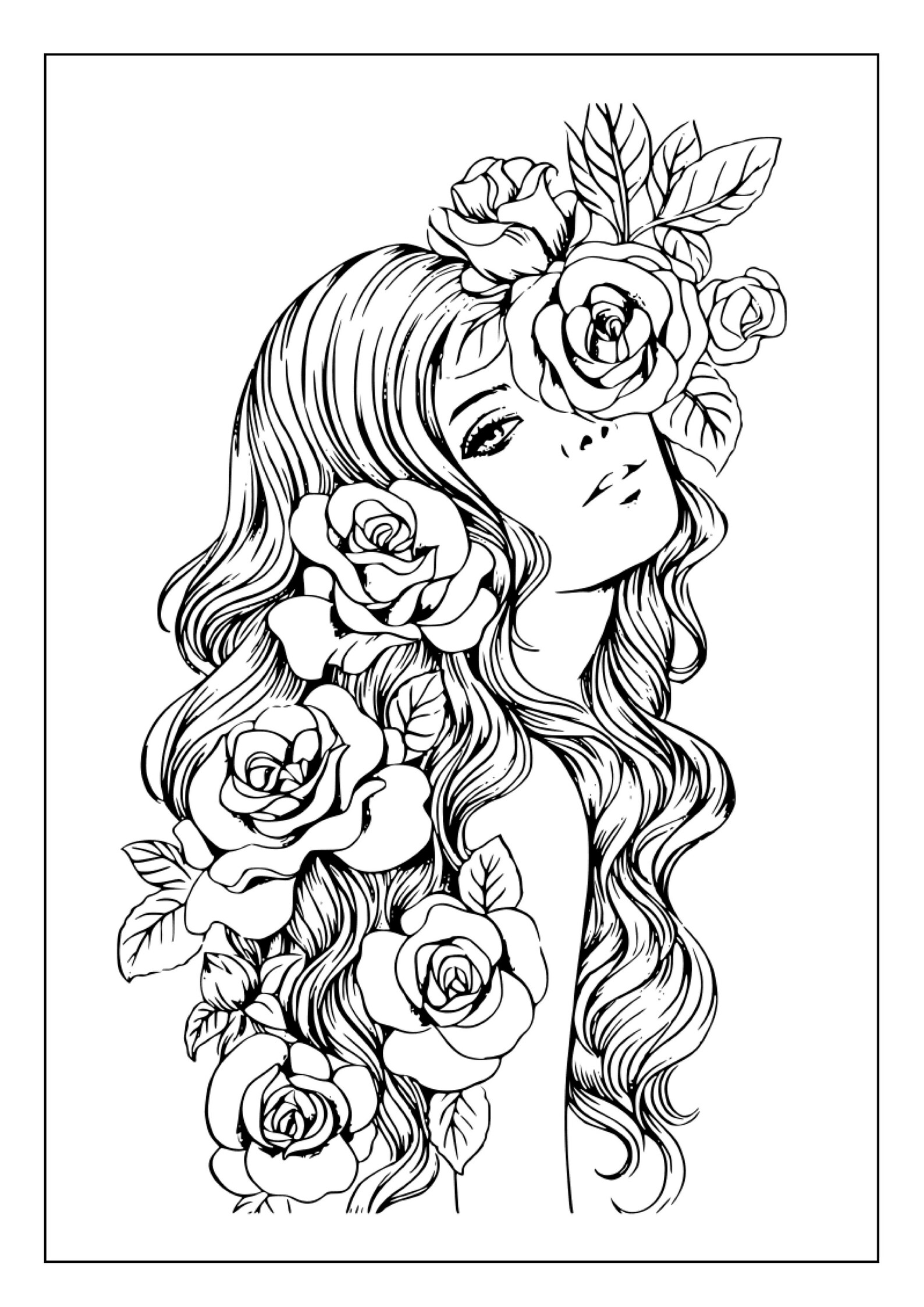 Printable Zentangle Girl Coloring Pages for Kids & Adults | 30 Pages ...