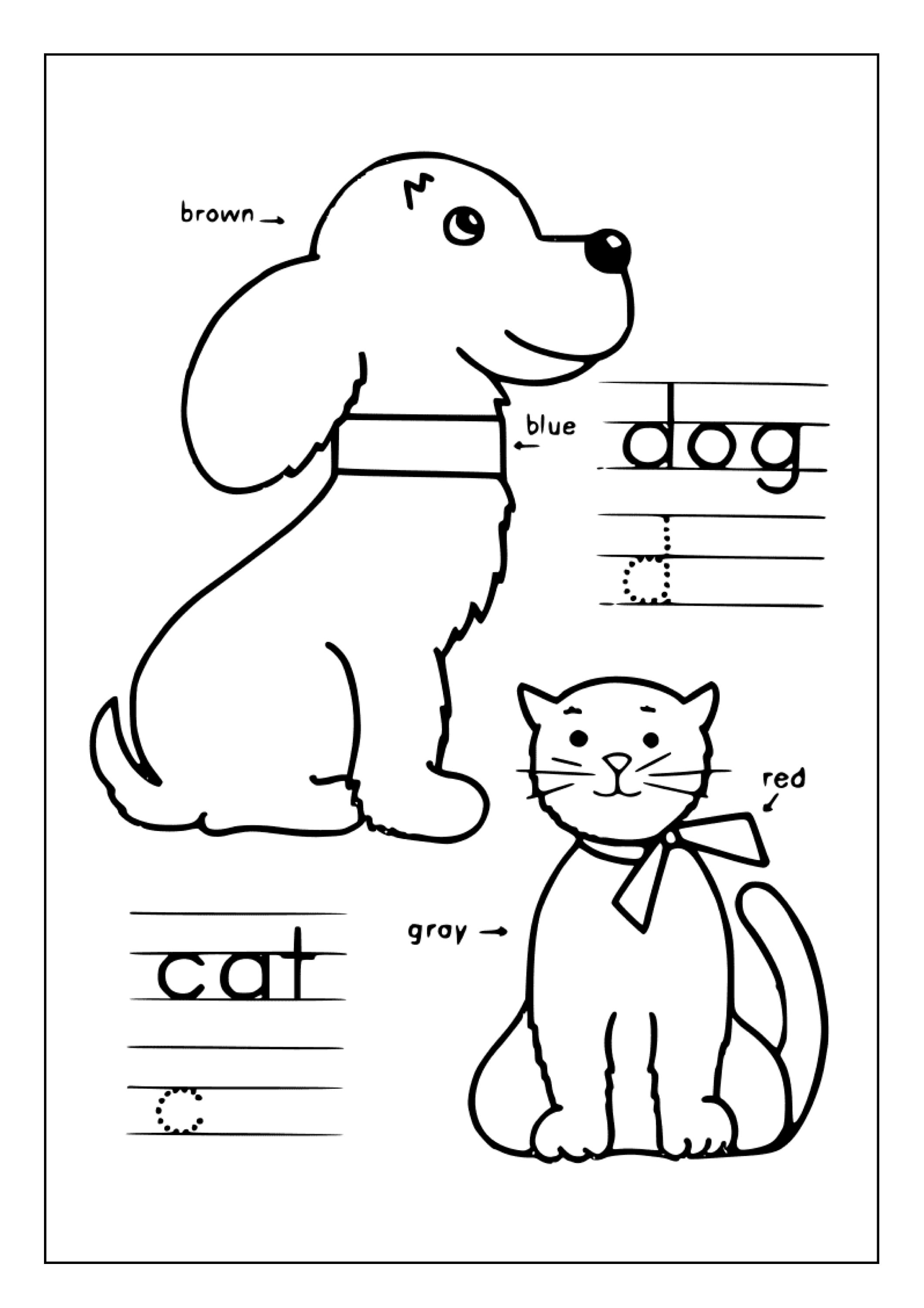 Printable Dogs and Cats Coloring Pages for Kids and Adults 90 Pages ...