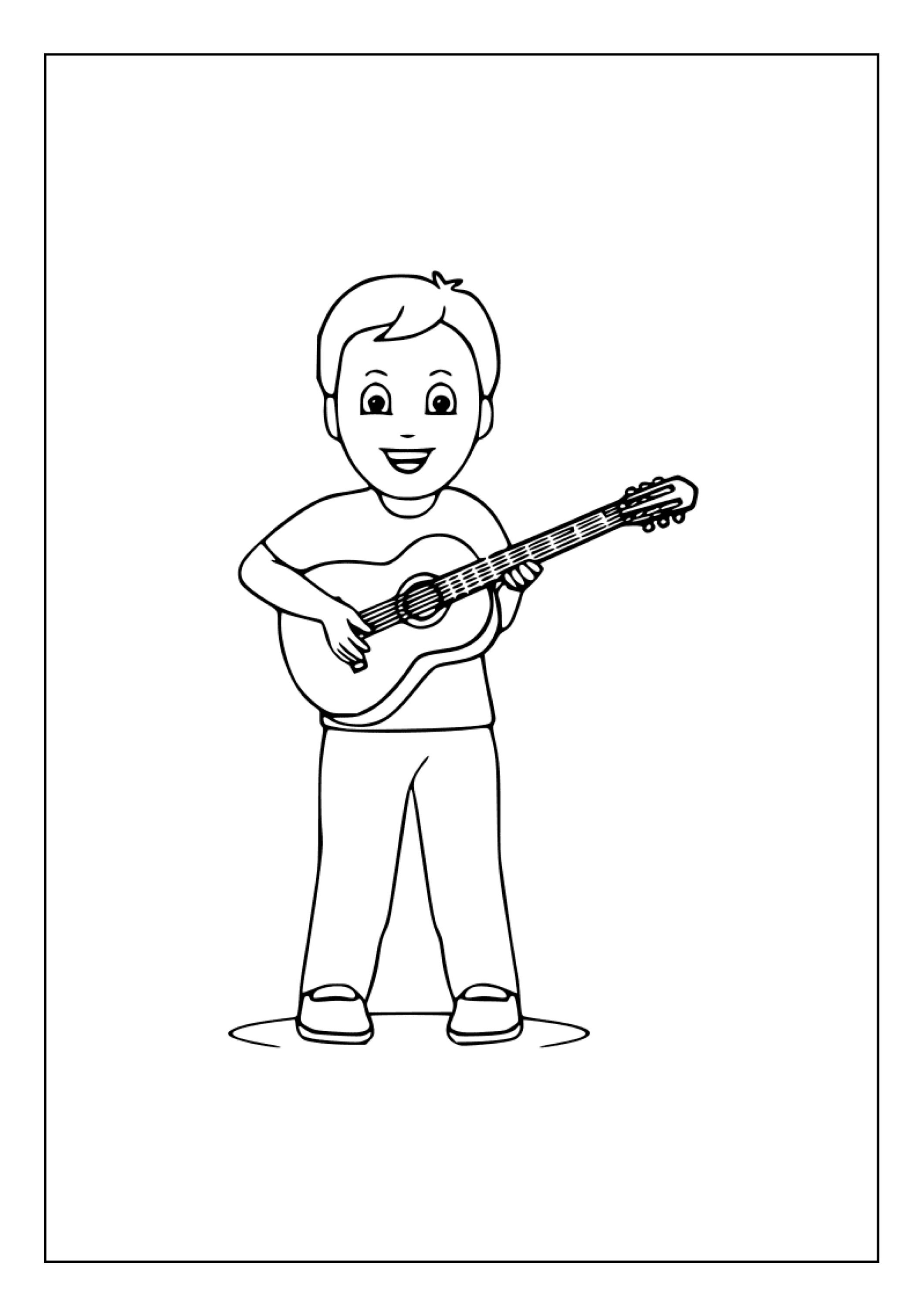 Printable Guitar Player Coloring Pages for Kids & Adults 25 Pages ...